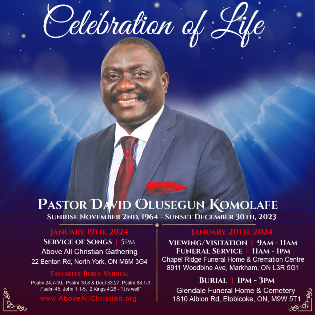 Tribute - Pastor David Olusegun Komolafe — Above All Christian ...